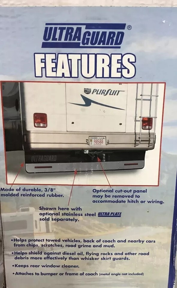 94"x20" Ultra Guard RV Motor Home Tow Guard Mud Flap 3/8 Thick Heavy ...