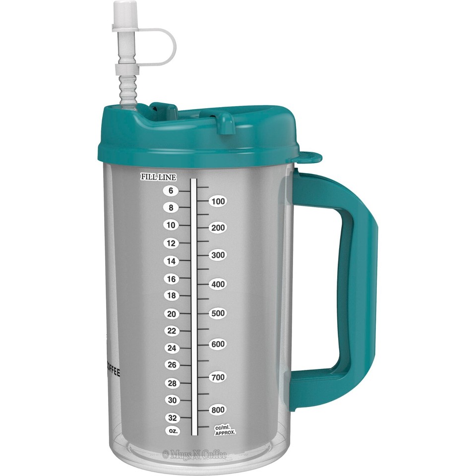32 oz Double Wall Insulated Hospital Mugs - Cold Drink Mug with Straw ...