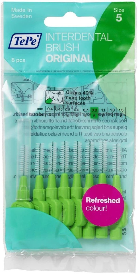 TePe Interdental Brushes | Original | 1 Pack of 8 Brushes - Chose Color ...