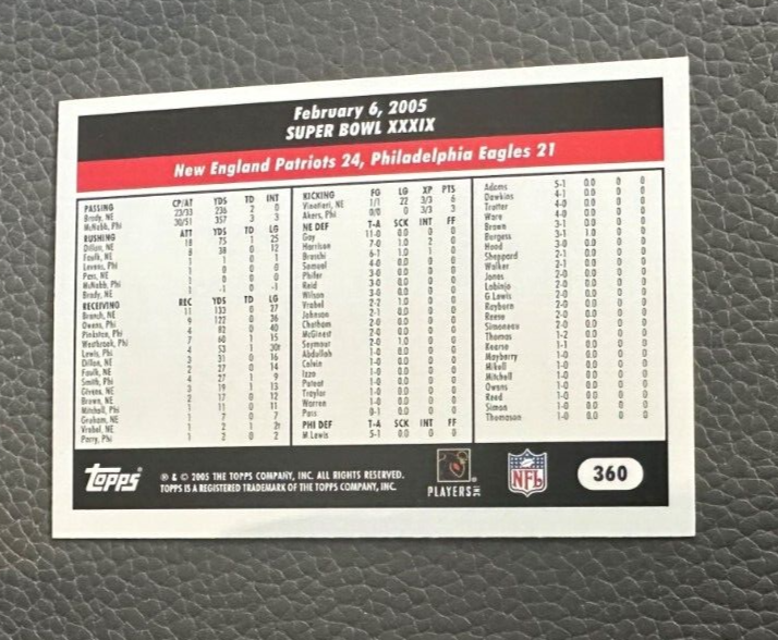 2005 Topps Tom Brady #360 Post Season Highlights - Patriots | eBay