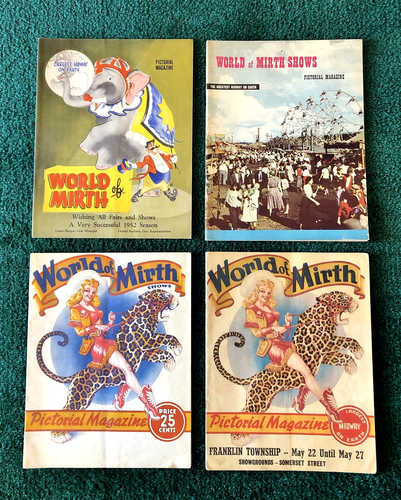 RARE 1949-1953 WORLD OF MIRTH MAGAZINE LOT RAILROAD CARNIVAL SIDESHOW ...