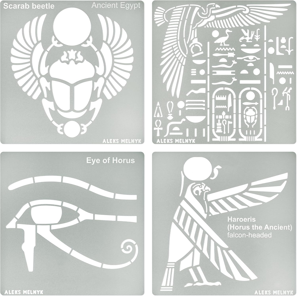 No.500 Metal Stencils, Egyptian Hieroglyphics and God Nekhbet, Small ...