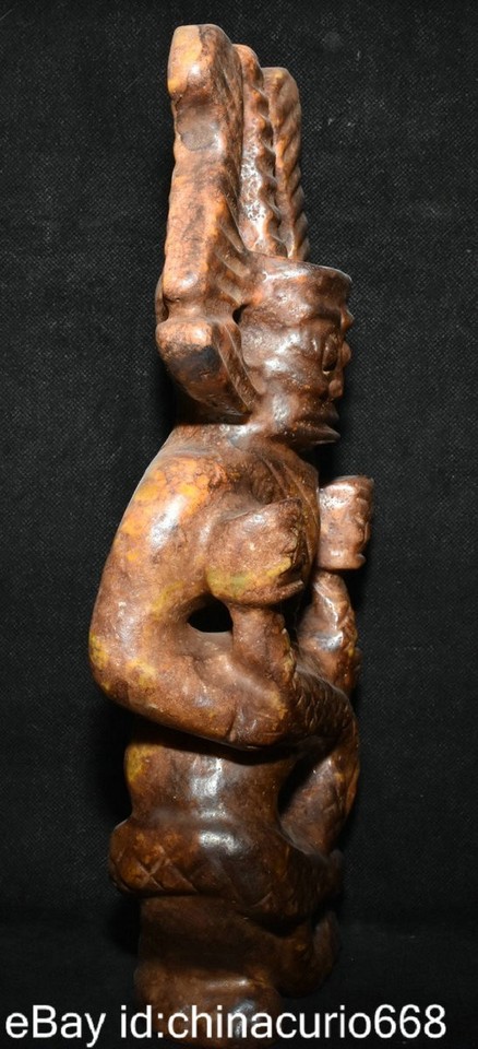 12" Old Chinese Hongshan Culture Jade Dynasty Sanxingdui Snake People ...