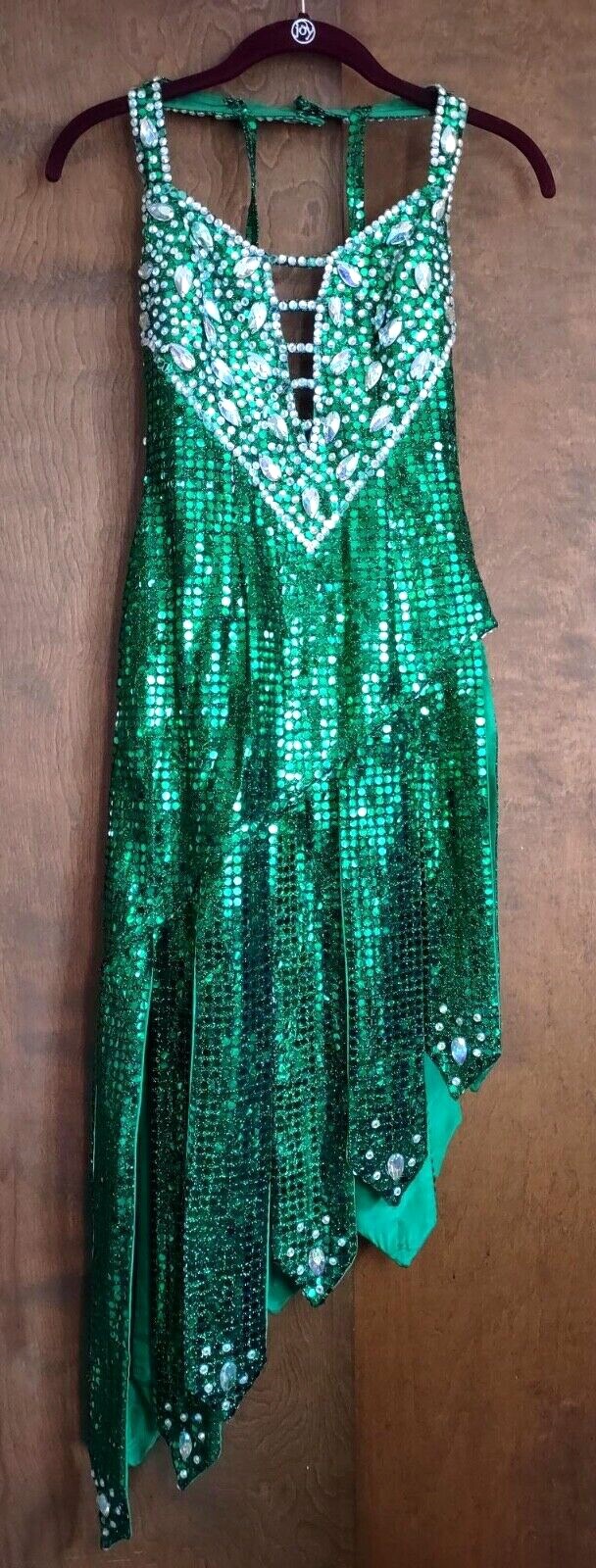 CUSTOM MADE SEQUIN & RHINESTONE BALLROOM DRESS in Eme… - Gem