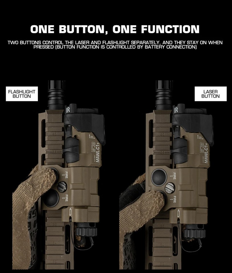 Tactical MAWL-C1 Red/Green Laser/White Flashlight Rail Mount Left Right ...