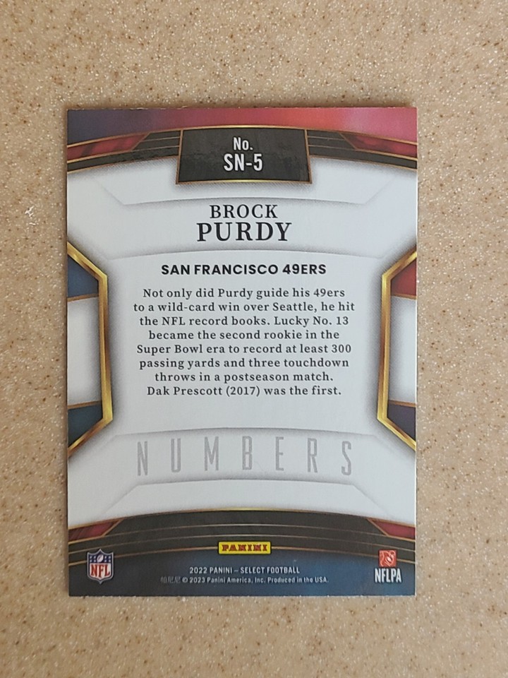 2022 Panini Select Brock Purdy RC NUMBERS INSERT #SN-5 49ers | eBay