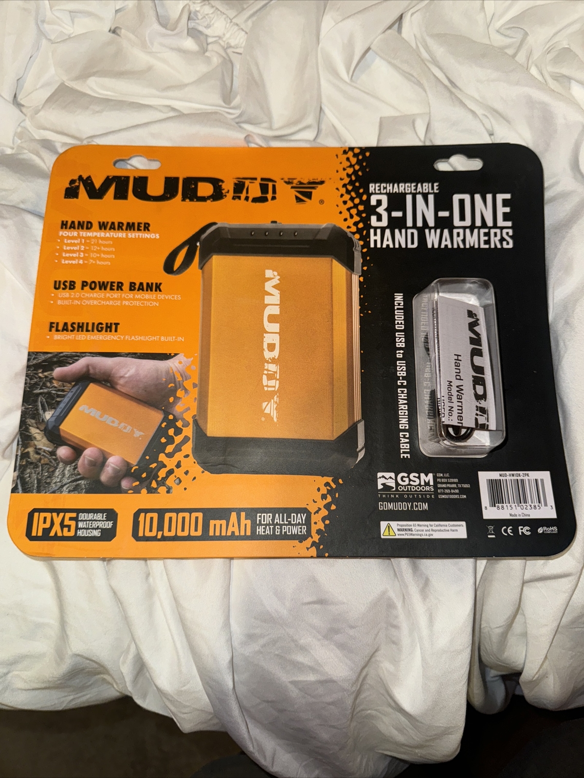 Muddy Rechargeable 3-in-1 Hand Warmer, USB Power Bank, Flashlight, 2 ...