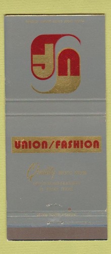 Matchbook Cover - Union Fashions Men's Clothes El Paso TX 30 Strike | eBay