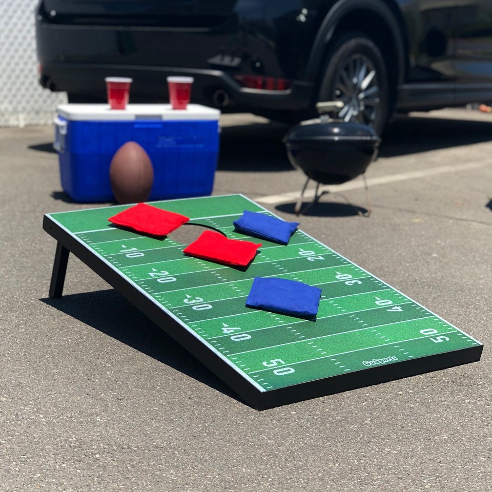 GoSports Portable Tailgate Cornhole Boards Game Set Football Edition 3 ...