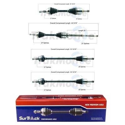 SurTrack Set of 2 Front & Rear AAR CV Axle Shafts KIT For Ford Edge 3 ...
