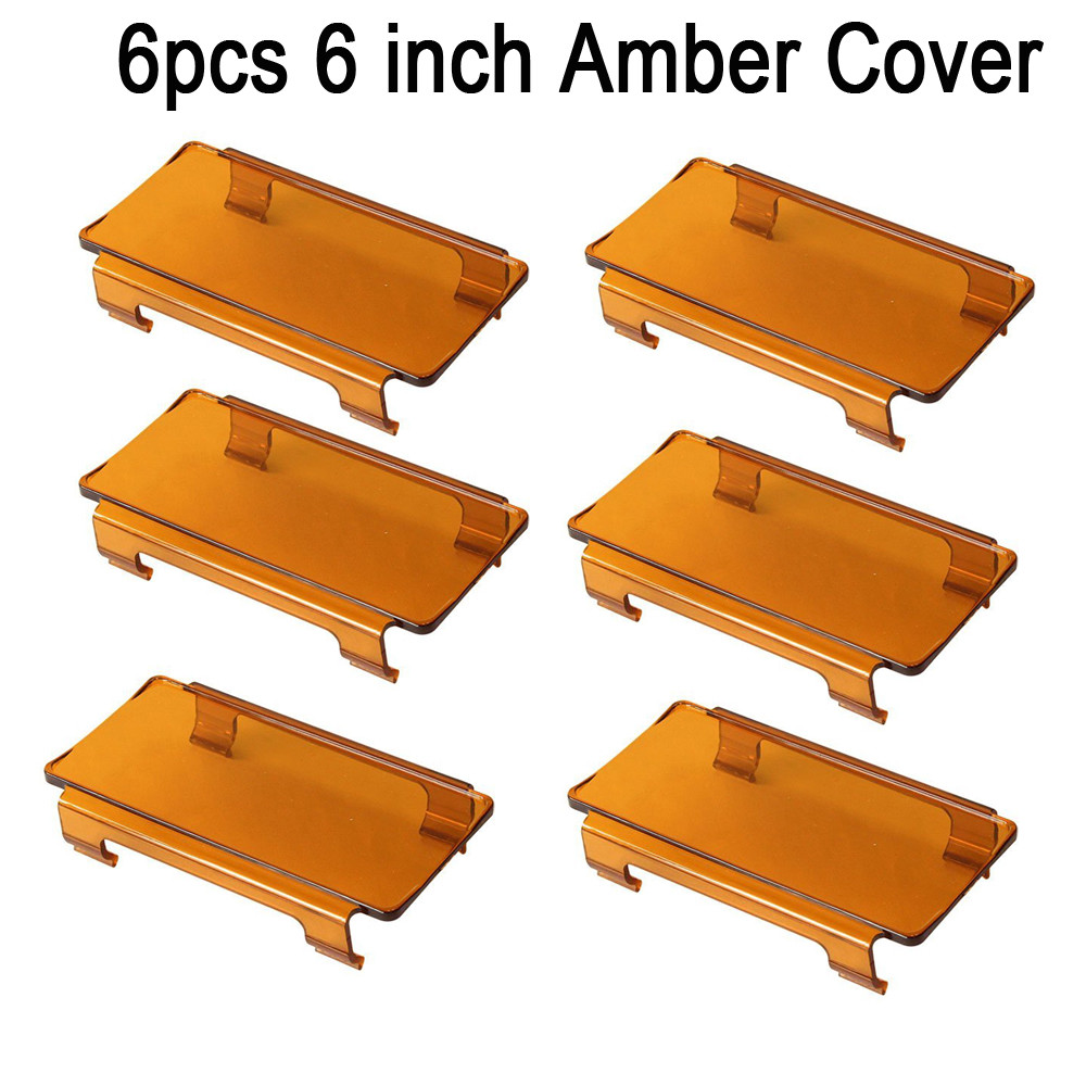 8x 6 INCH Amber Lens Cover for Curved Straight Offroad Led Light Bar ...