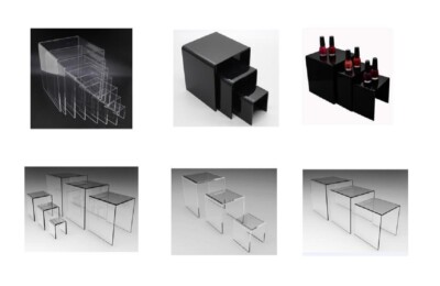 Clear/Black Riser Plexiglass Riser Lucite Acrylic Riser Display Risers ...