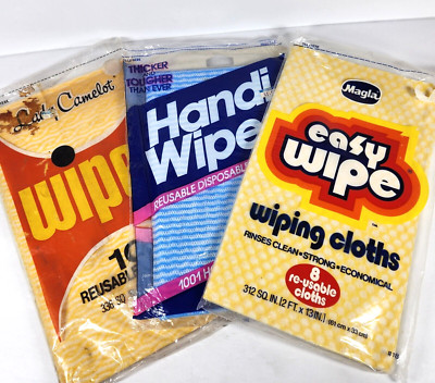 23 Vtg Reusable Handi Wipes Magla Easy Wipe Lady Camelot Wiping Cloths ...