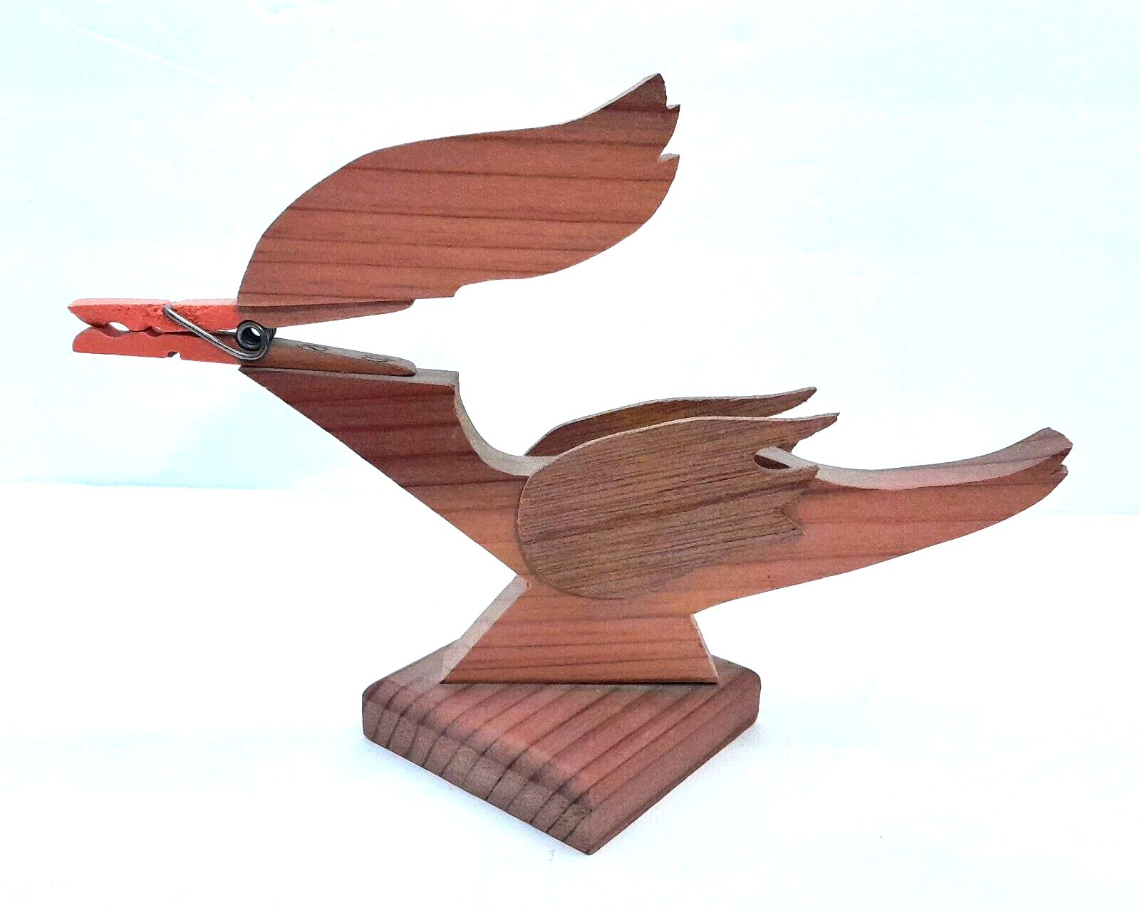 Vintage Wooden Roadrunner Clothespin Letter/Recipe Holder Folk Art ...