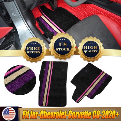 Black Soft Floor Mats Carpet Waterproof Pad Protection For Corvette C8 ...