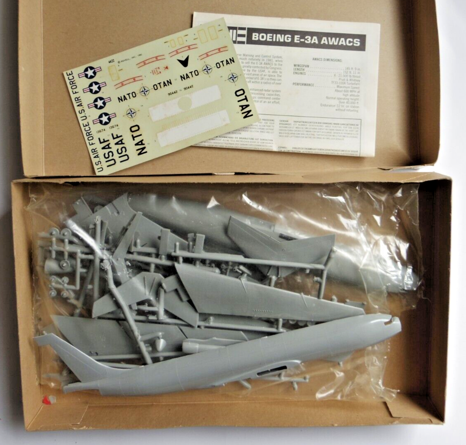 Revell 1:139 Scale Boeing E-3A AWACS Model Kit #4422 Open Box | eBay