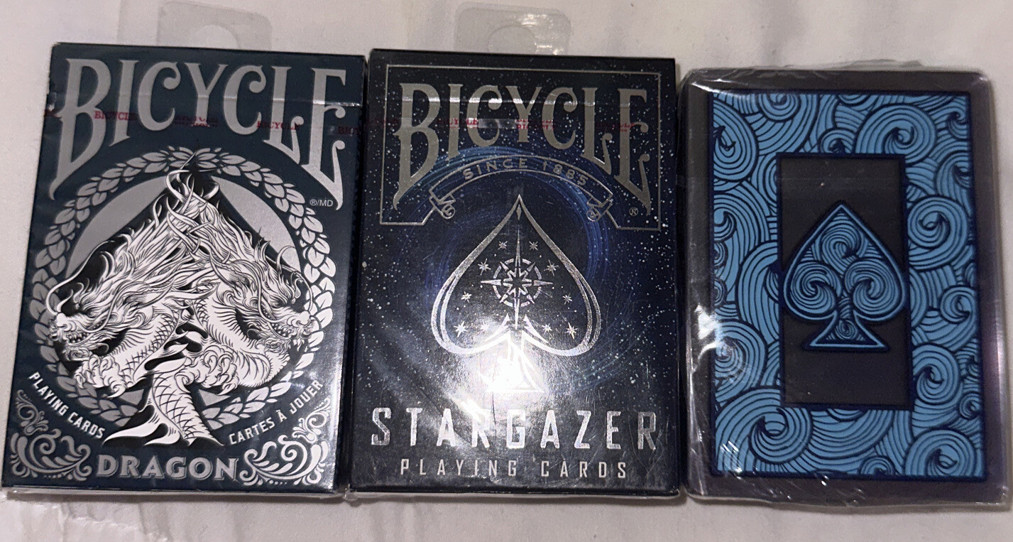 3 Deck Of Cards Bundle Dragon / Stargazer Bicycle/Waterproof Deck | eBay
