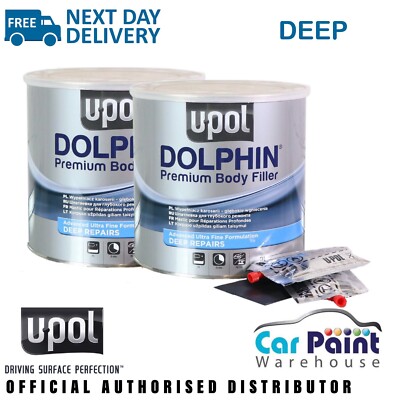 2 x U-POL Premium Dolphin Filler DEEP Fill 3L Body Filler Putty UPOL ...