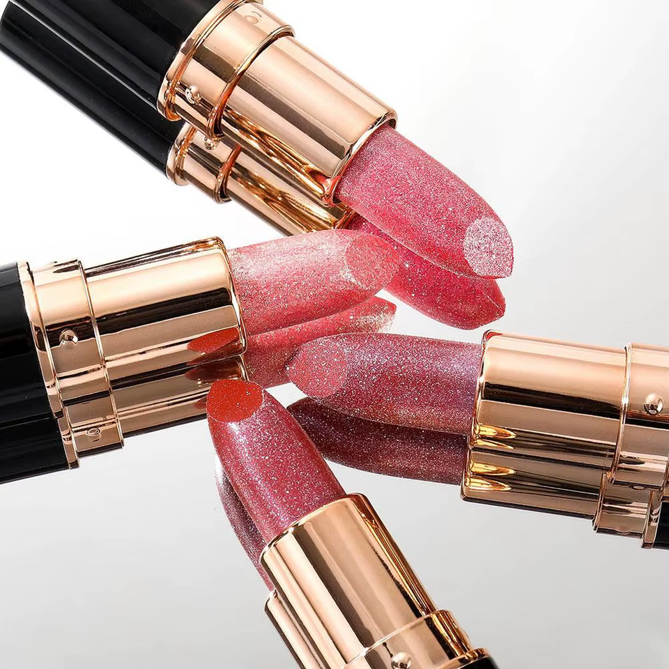 6 Colors Glitter Lipstick Waterproof Lasting Diamond Pearlescent ...
