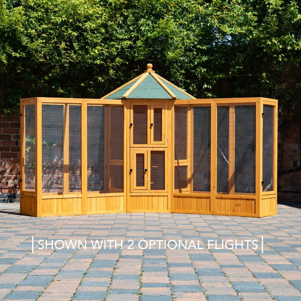 HEXAGONAL BIRD AVIARY WOODEN FLIGHT HOUSE CAGE IDEAL FOR BIRDS ...