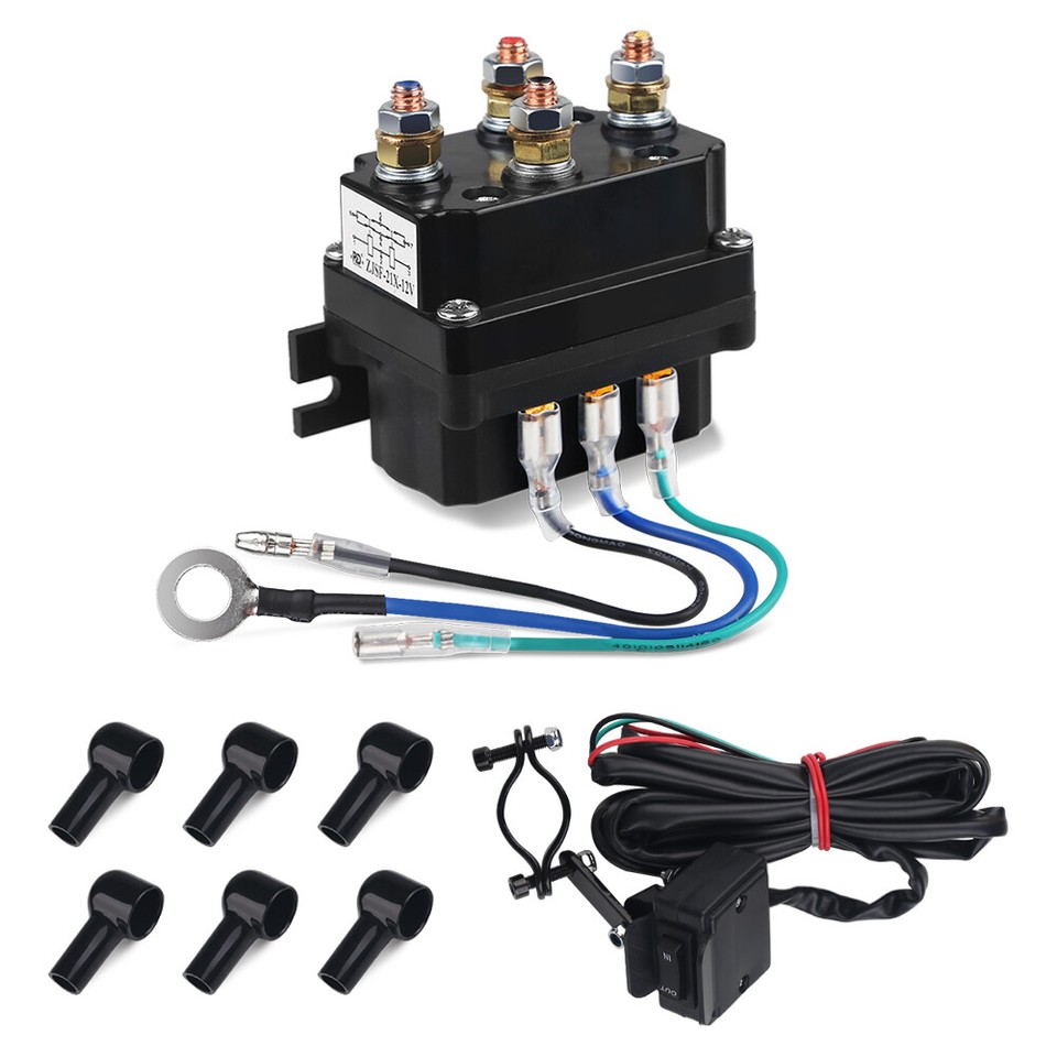12V Winch Solenoid Relay Contactor Warn Winch Rocker Thumb Switch Kit ...
