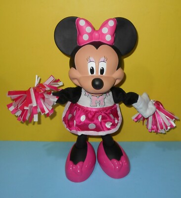 Disney Cheerin Minnie Mouse Cheerleader Cheers Sings Shakes Pom Poms | eBay