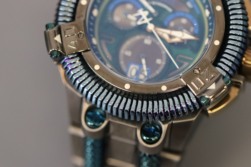 INVICTA King Python Men 50.0mm Stainless Steel Titanium + Light Blue ...