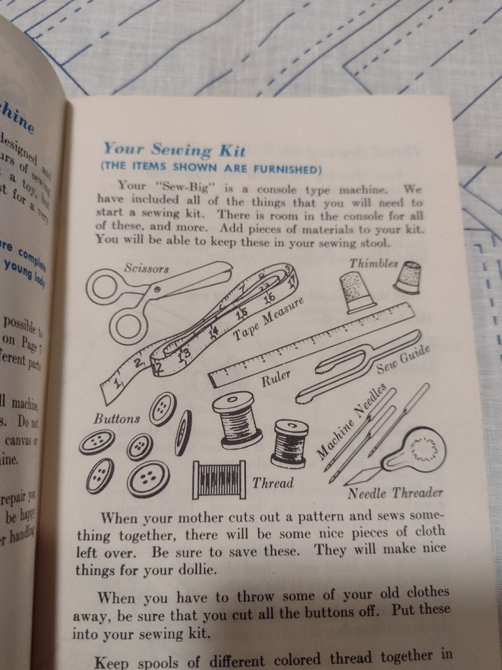 VTG Marx Toys SEW BIG Sewing Machine Center COMPLETE Storage Hassock ...