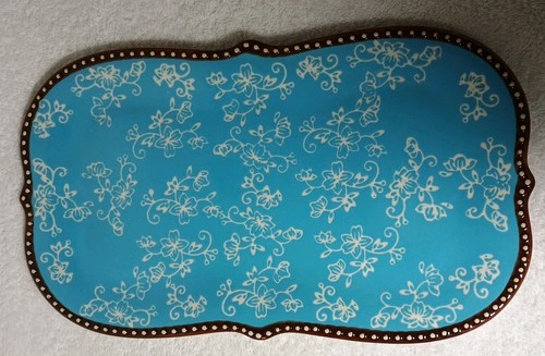 Temptations By Tara Floral Lace Light Blue Snack Serving Tray | eBay