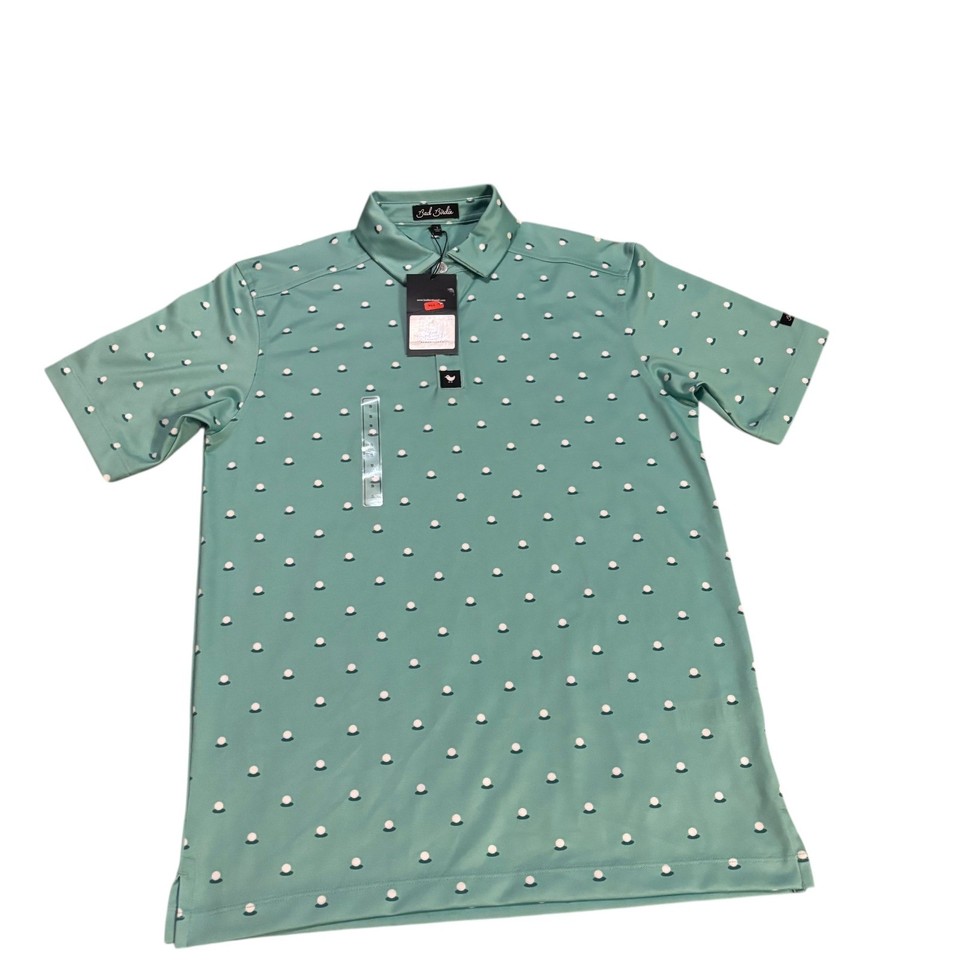 Bad Birdie Golf Pique Polo Shirt Dusty Jade Aim Point Dot Print Men's ...