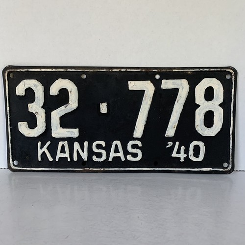 1940 Kansas License Plate 32-778 Vintage Antique Collector Man Cave ...