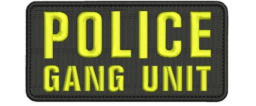 POLICE GANG UNIT embroidery patch 3x6 hook yellow | eBay