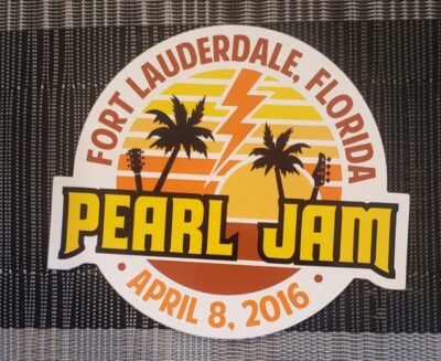 PEARL JAM Sticker Fort Lauderdale Florida 4/8/16 Lightning Bolt Tour ...