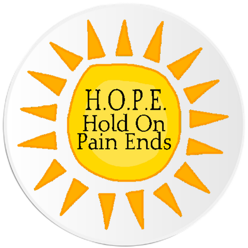 H.O.P.E. Hold On Pain Ends - Circle Sticker Decal 3 Inch - Hope Sun ...