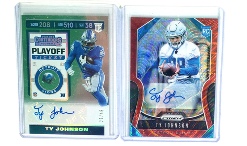 {2} PANINI "TY JOHNSON" ROOKIE AUTOGRAPH COLLECTIBLE CARD LOT MT/NM - L ...