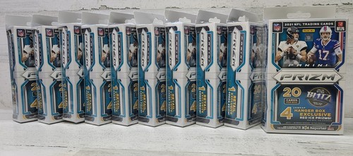 10 Lot 2021 Panini Prizm NFL Football Hanger Box 200 Cards Walmart Ten ...