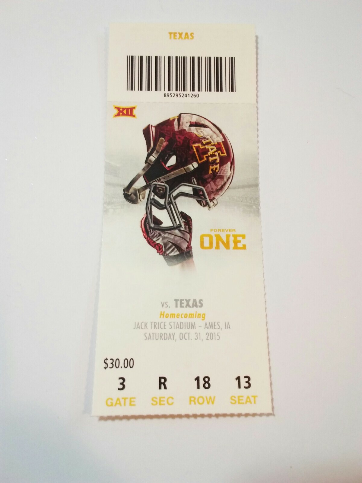 2015 Iowa State Cyclones Texas Longhorns Football Ticket Stub | eBay
