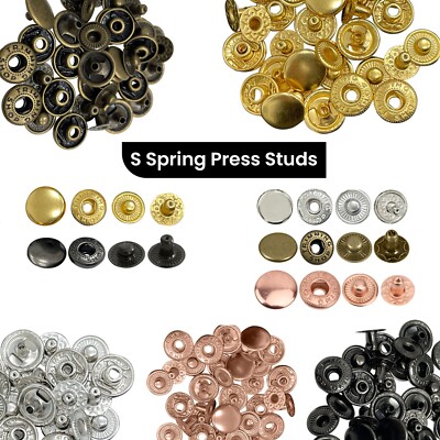 Press Snap Studs Fasteners Button S Spring Leather Poppers Sewing 12/15 ...