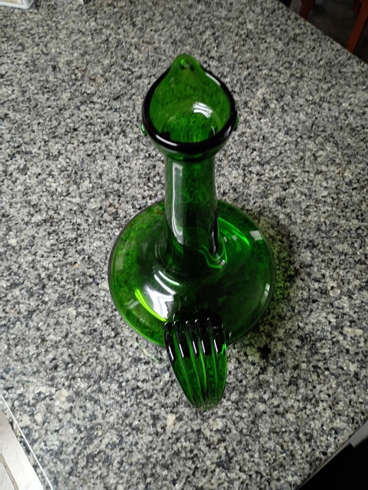 RARE VINTAGE BLENKO LIME 1950’s WAYNE HUSTED GREEN GLASS BIRD VASE 17 ...