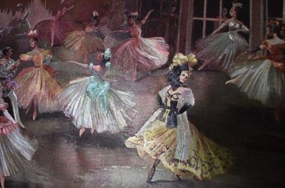 FAB 1950'S CARLOTTA EDWARDS "VILIA" GISELLE SILK FOIL PRINT OF BALLET ...
