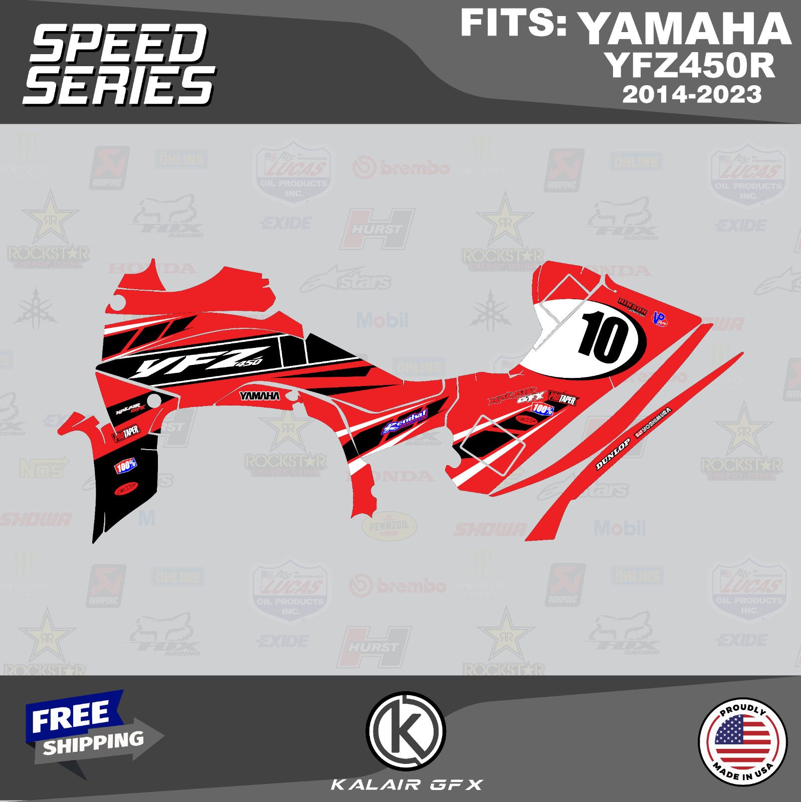 Graphics Kit for YAMAHA YFZ450 YFZ450R (2014-2023) YFZ 450 16 MIL Speed ...