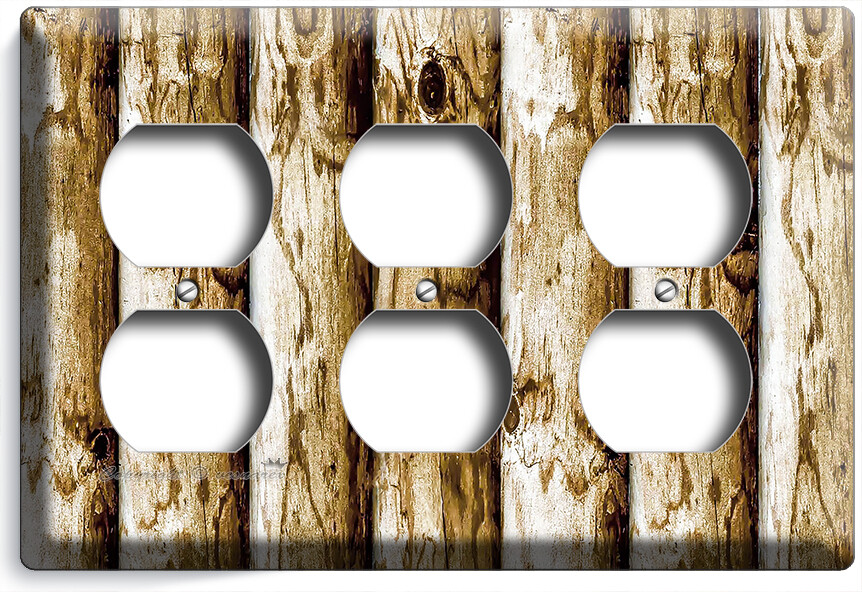 RUSTIC WOOD LOGS LIGHT SWITCH OUTLET WALL PLATE HUNTING CABIN BARN ...