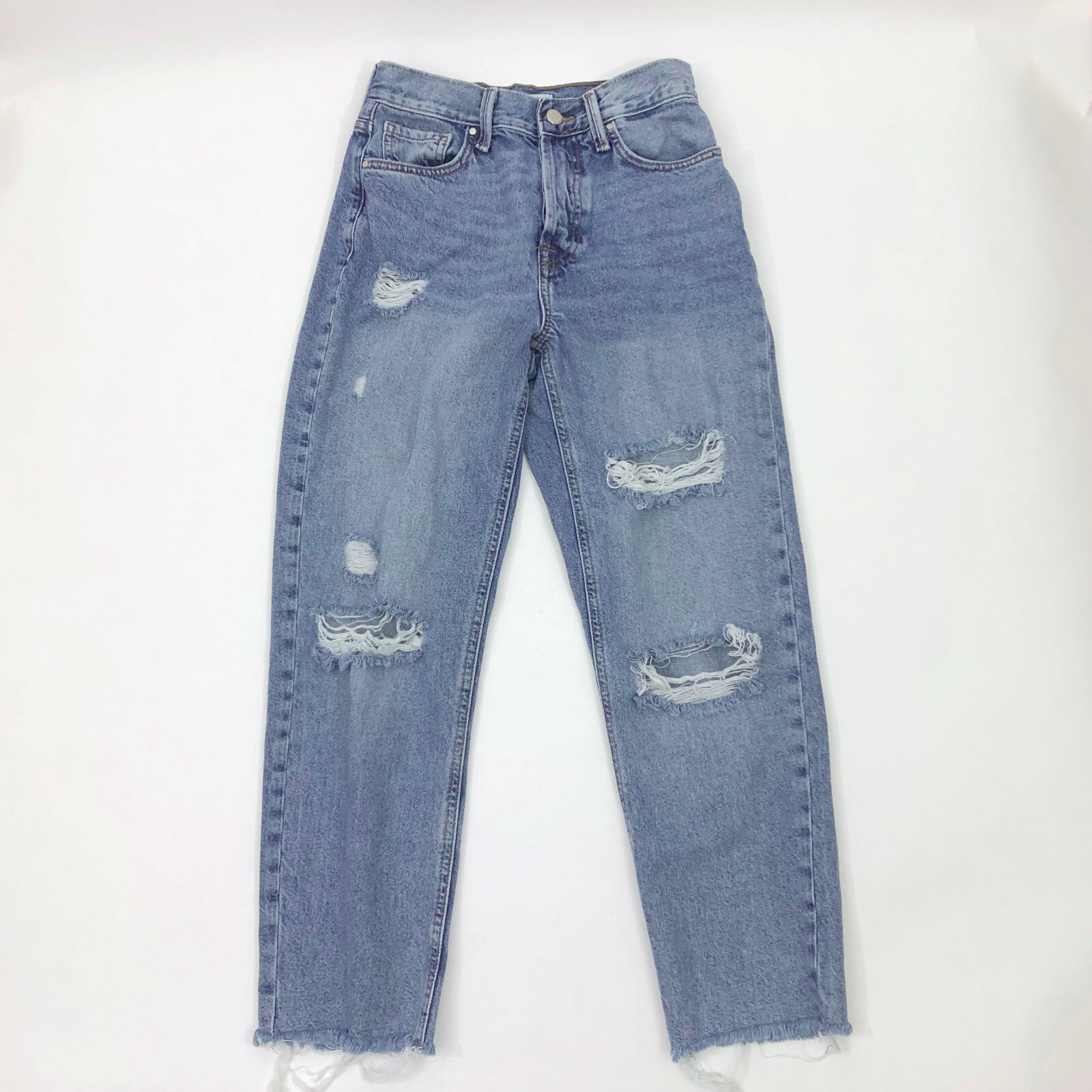 Forever 21 Super Ripped Distressed 4 Button Jeans Raw… - Gem