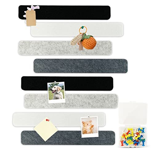 8 Pcs Felt Pin Board Bar Strips Bulletin Board ，Self-Adhesive Black ...
