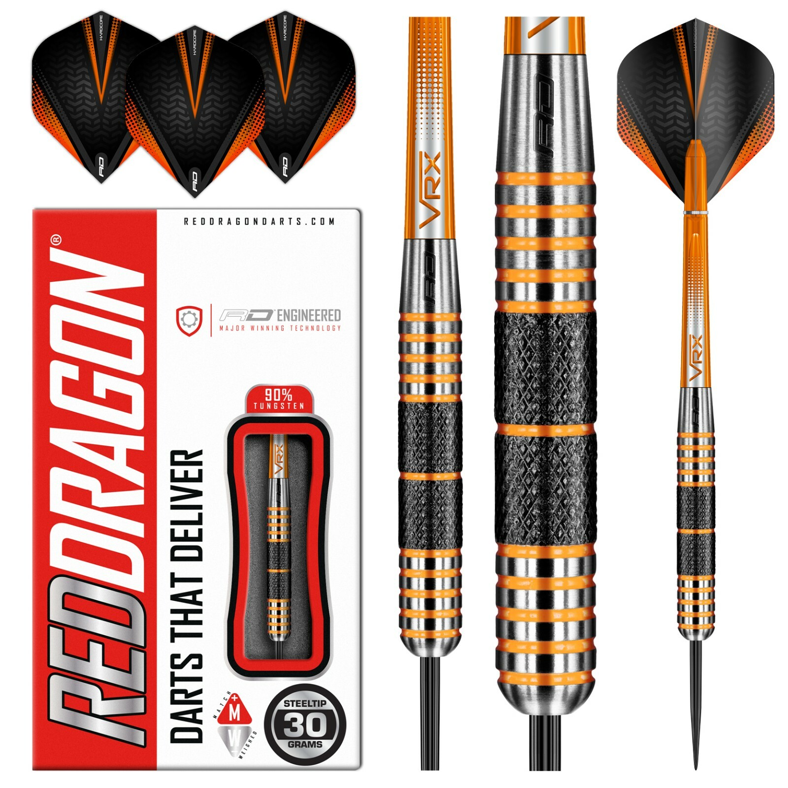 RED DRAGON™ Amberjack Tungsten Darts Set 21g,24g,26g,28g,30g , Flights ...