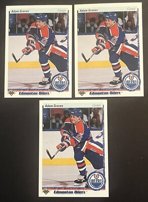 (3) 1990-91 UPPER DECK ADAM GRAVES ROOKIE RC #344 NEW YORK RANGERS ...