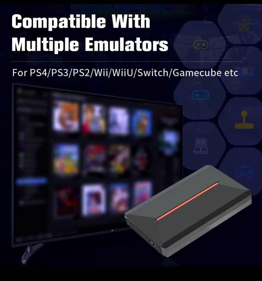 Launchbox Gaming Hard Drive Disk Retro Game Console for PS4/PS3/PS2 ...