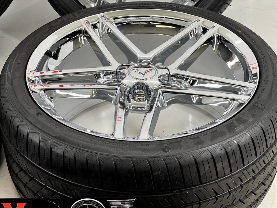 18/19" Z06 ZO6 STYLE CHROME RIMS ADD TIRES FITS 14+ CHEVY C7 CORVETTE ...