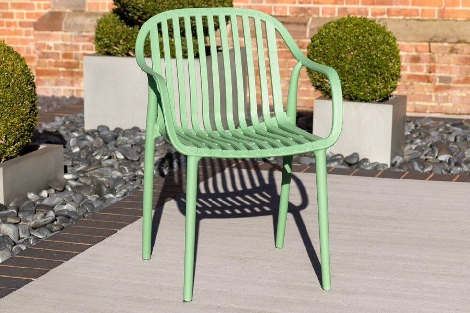 COLOURFUL STACKABLE OUTDOOR GARDEN CHAIRS CHOICE OF SIX COLOURS FULLY ...