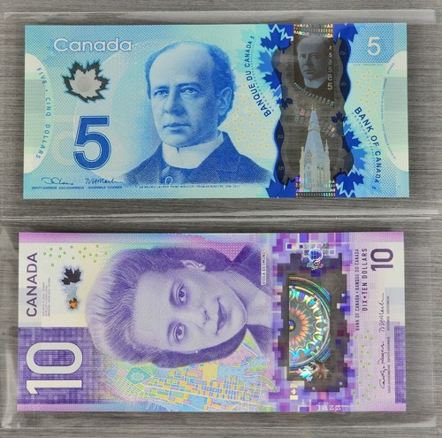 SET Bank of Canada 2013 $5/106 & 2018 $10/113 Canadian Dollar Polymer ...